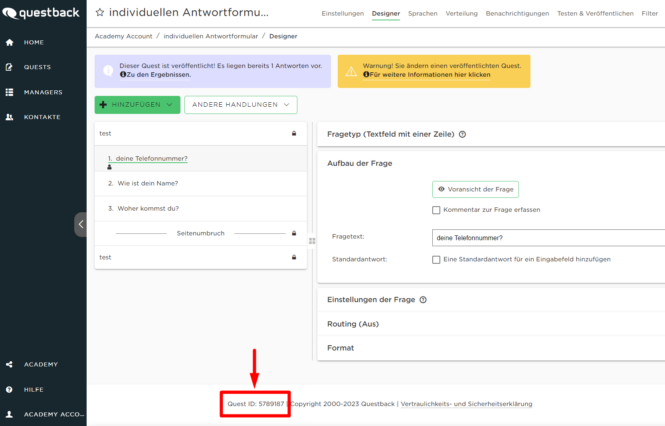 Wie finde ich die Quest-ID? - Questback Academy
