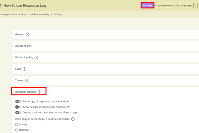 How to use Response Options - Questback Academy