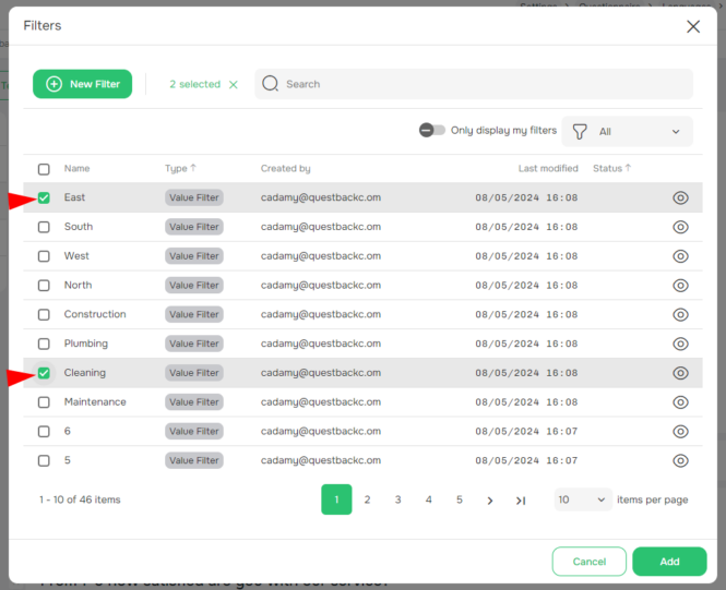 How to use stacked filters? - Questback Academy